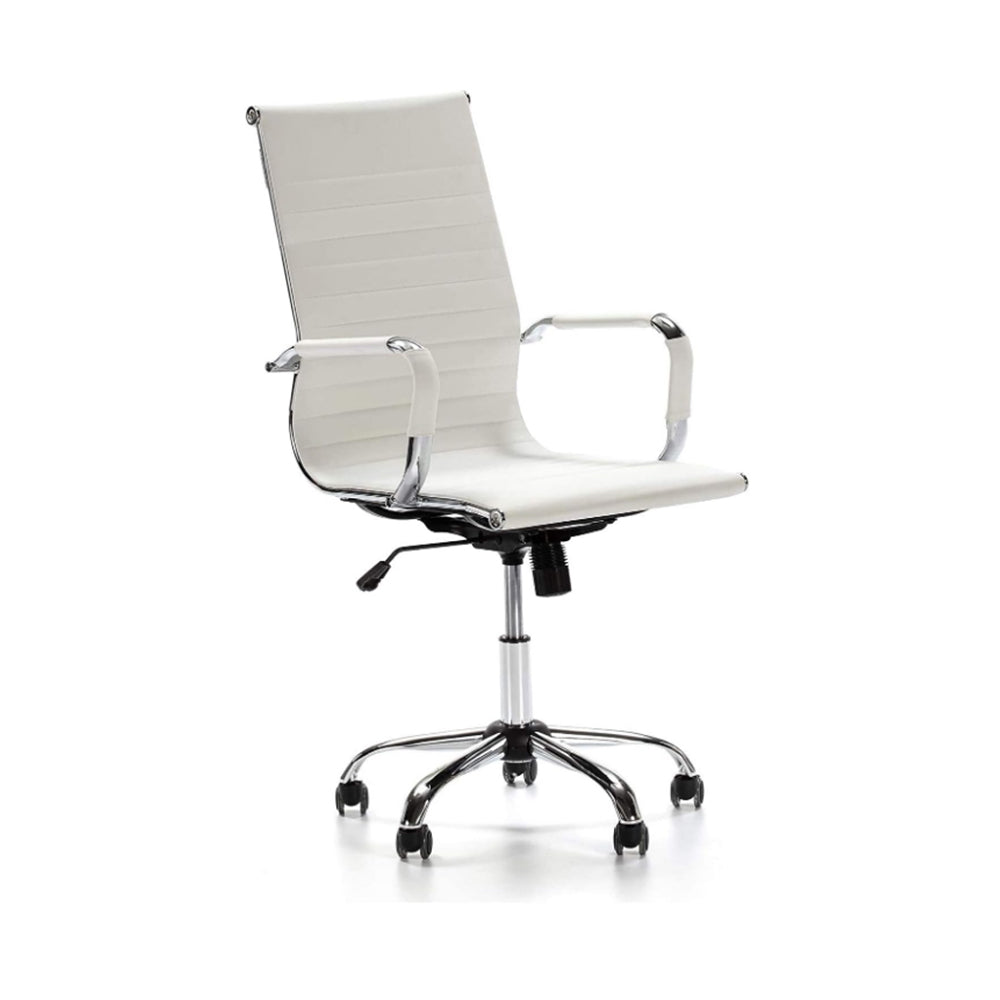 Ergonomic Office Chair with Height Adjustable Seat, PU Chrome High-Back ...