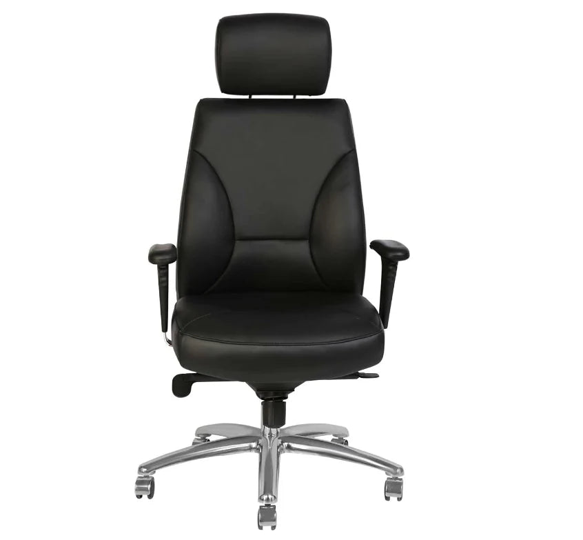 Executive Office Chair, Metal/Chrome Wheel Base - Black-GCC Home Center