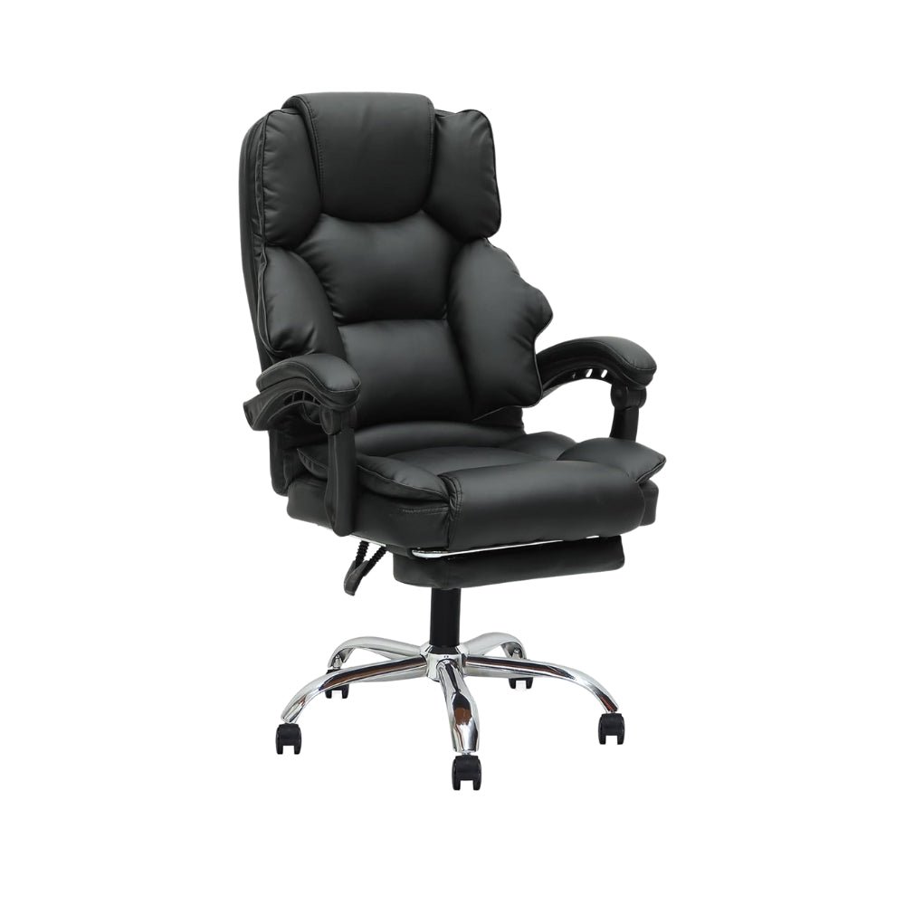 Ergonomic Black Faux Leather Office & Gaming Chair with Headrest - 360 ...