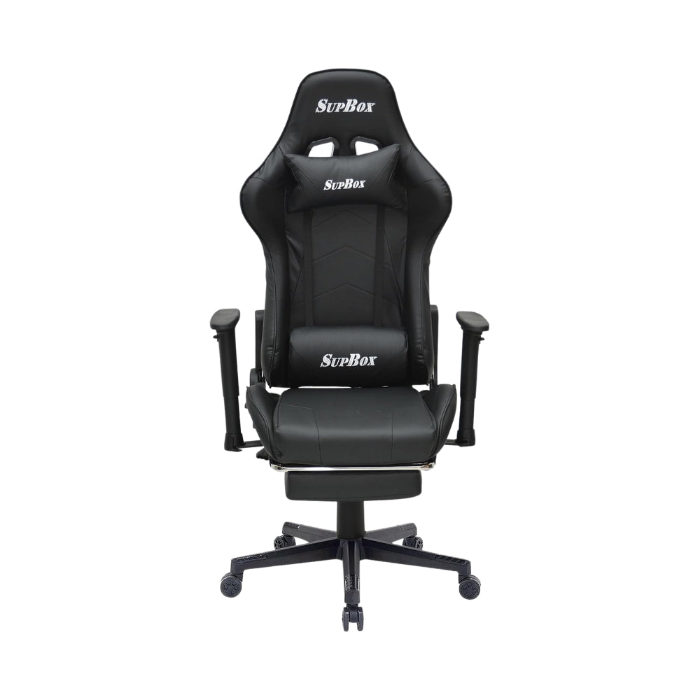 Ergonomic Black Leather Reclining Gaming Chair with Adjustable Features ...